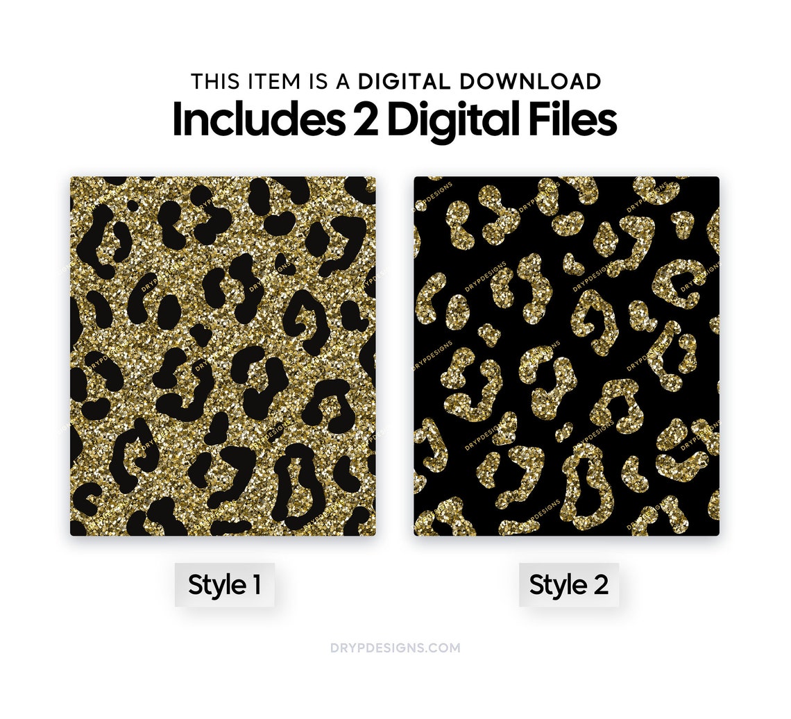 Black Gold Glitter Seamless Leopard Print Background Pattern - Etsy