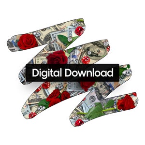 Red Roses + Dice + Diamonds Over Dollar Bills Seamless Digital Paper ...