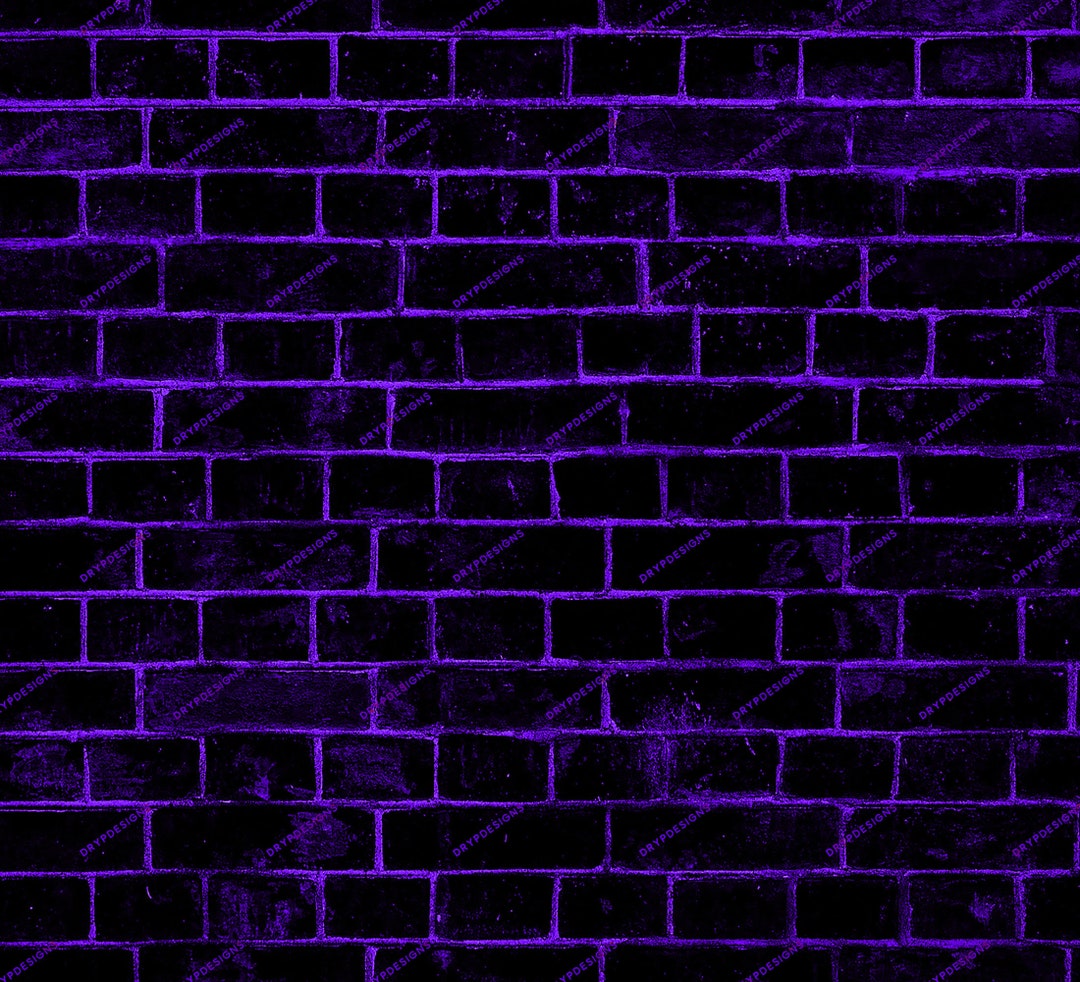 Purple Brick Wall Digital Paper Background Texture - Neon Purple Glow ...