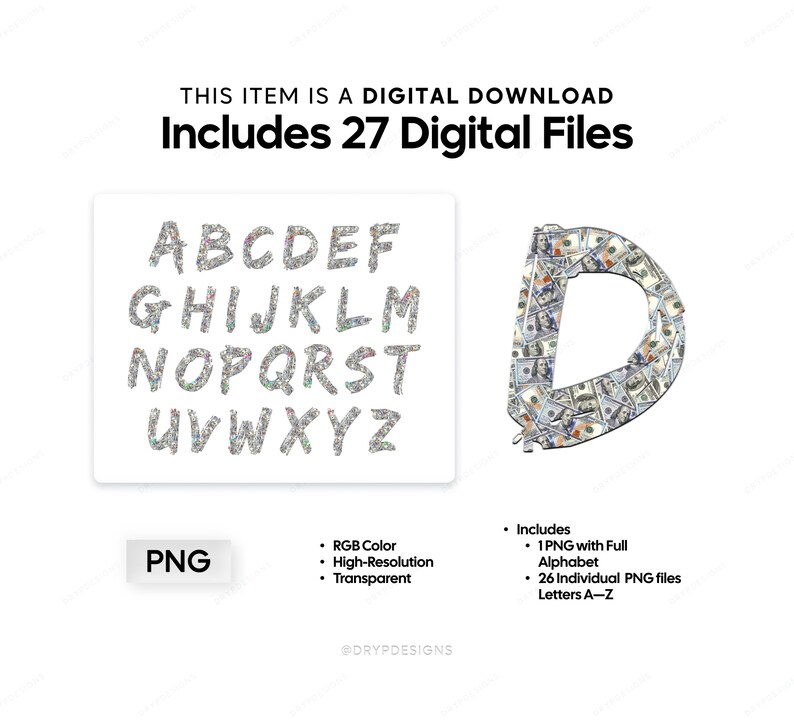 Money Alphabet PNG Letters - Money Font Pattern Fill - Transparent PNG ...