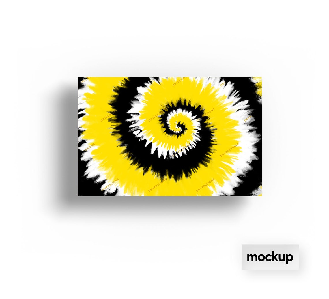 Yellow + Black + White Tiedye Swirl Digital Background Pattern - Bold ...