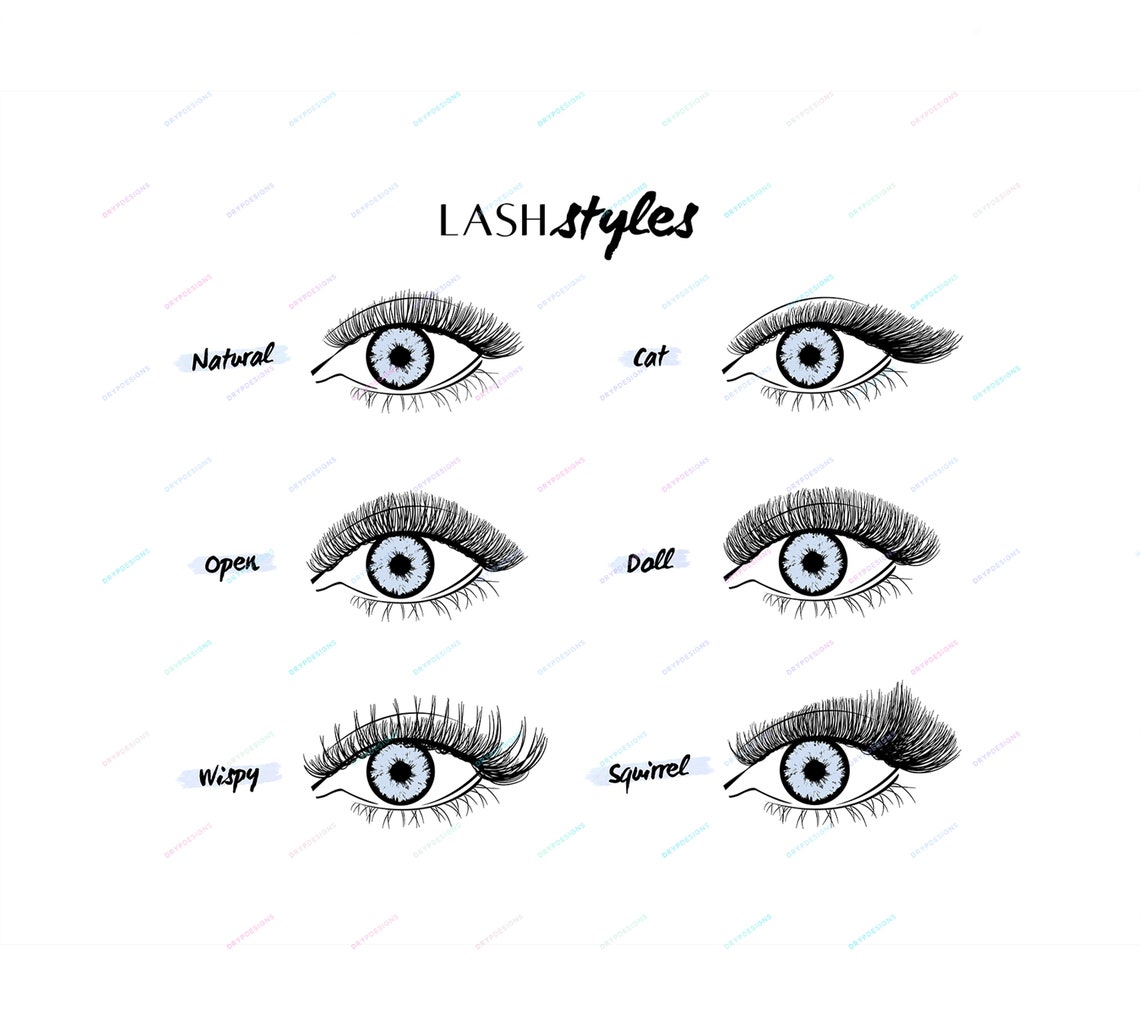 Eyelash Extension Style Chart Digital Art Print Esthetician - Etsy