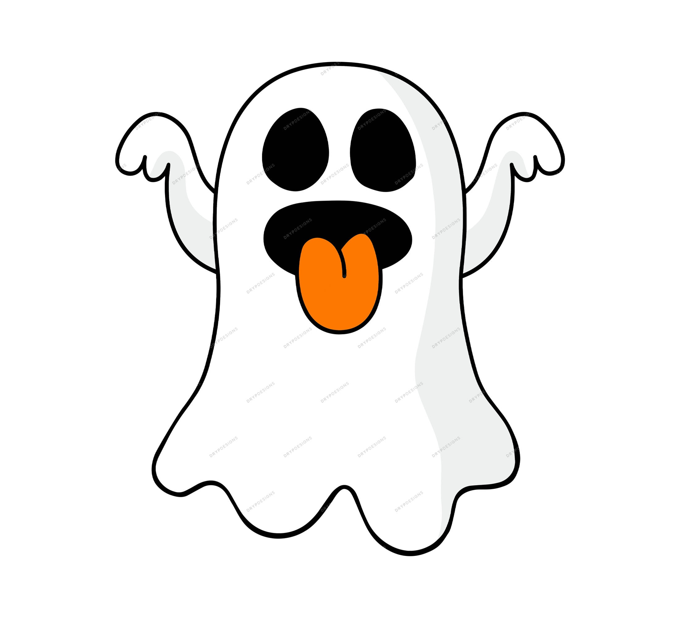 Playful Ghost Emoji SVG + PNG Graphic - Spooky Halloween Sublimation ...