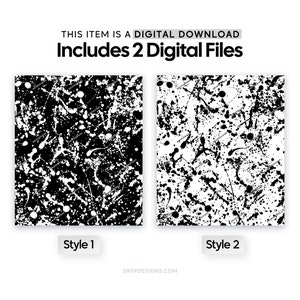 Black + White Paint Splatter Seamless Digital Paper Background Texture ...