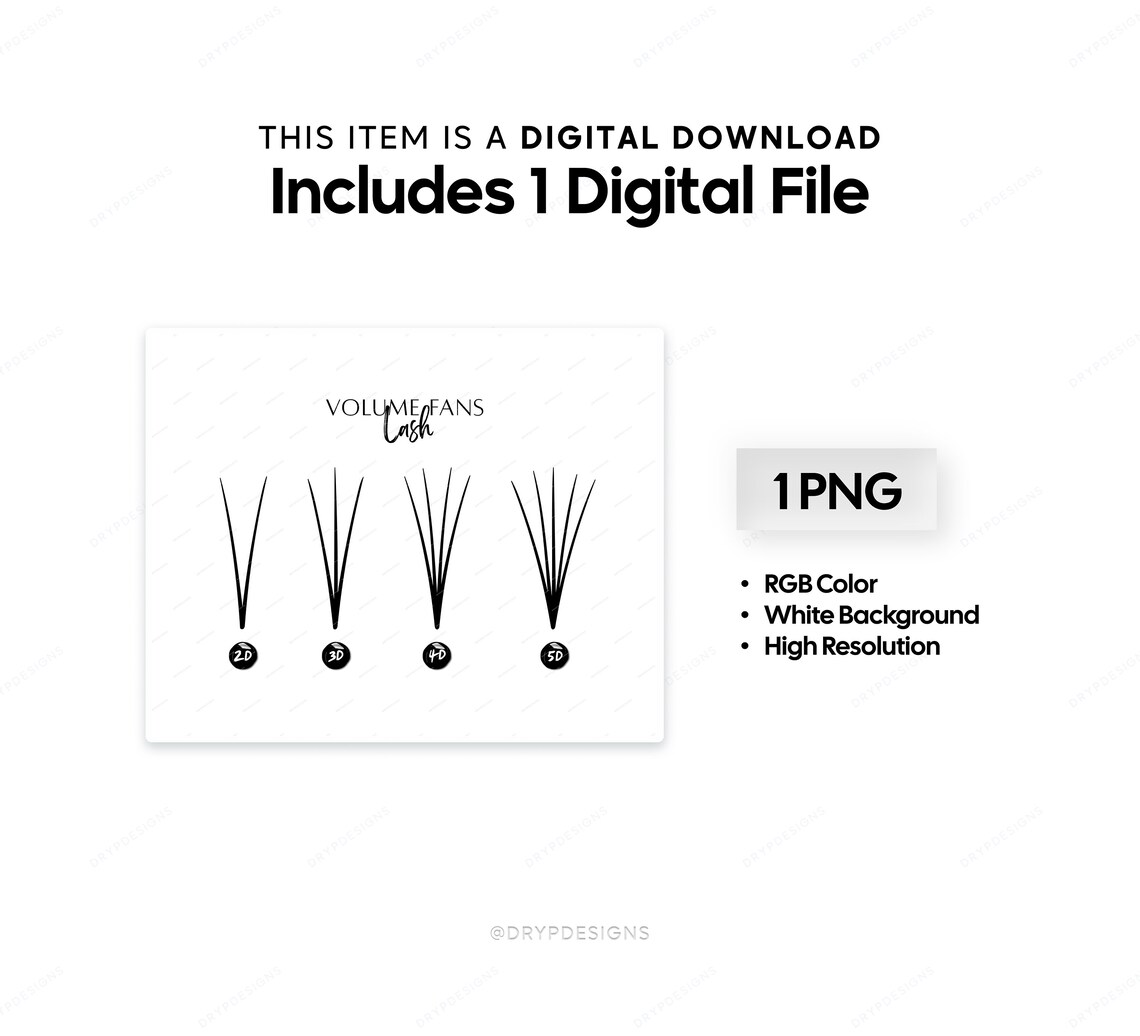 Volume Lash Fan Chart Digital Art Print Volume Lash Fan | Etsy