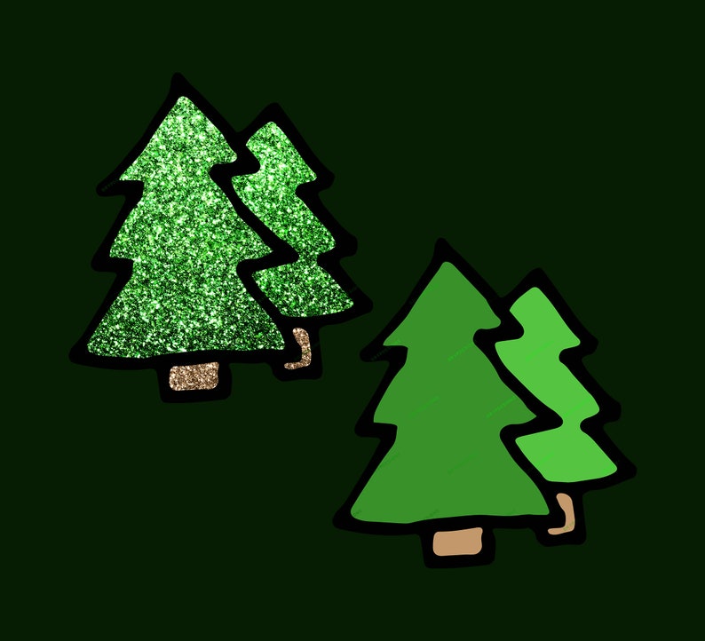 Glitter Christmas Tree Illustration PNG SVG Graphic Winter - Etsy