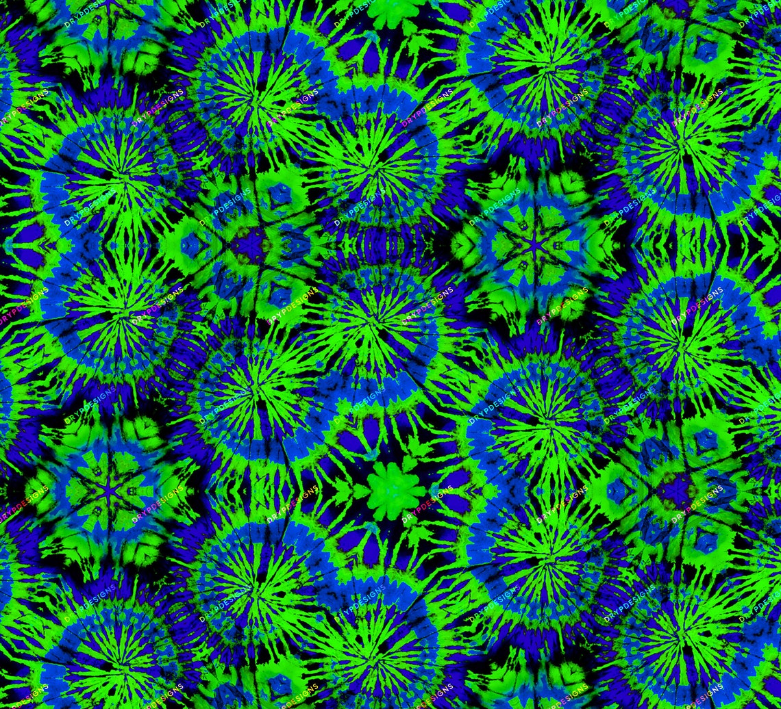 Neon Blue Green Tie-dye Seamless Pattern Background Texture | Etsy
