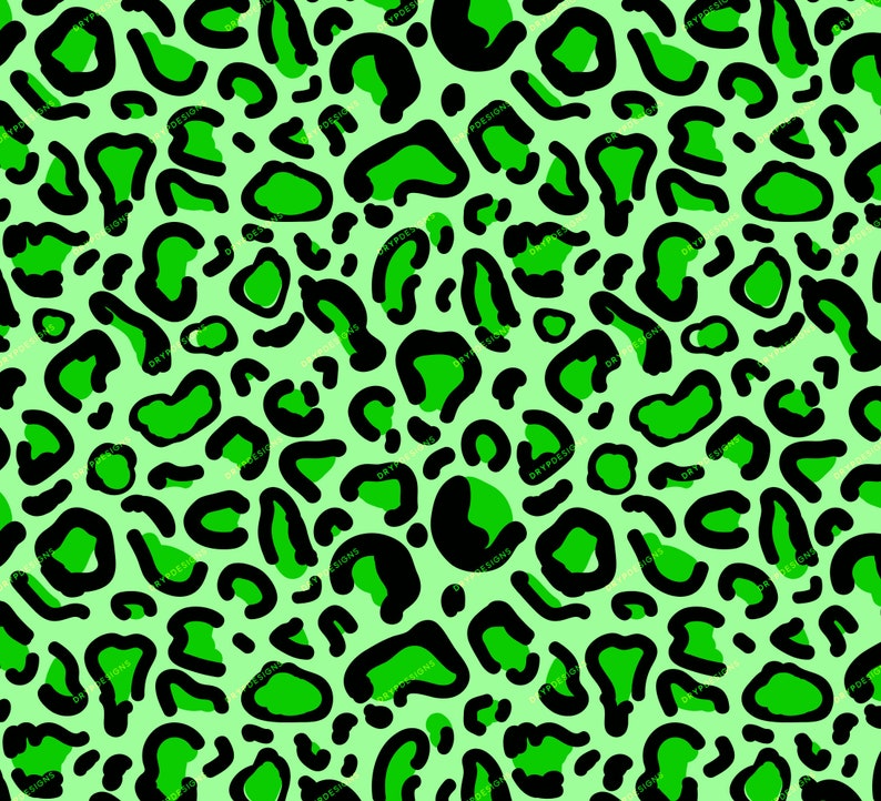 Seamless Black Green Leopard Print Pelt Pattern PNG - Etsy