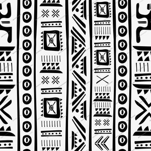 Black + White Aztec Tribal Seamless Pattern - Monochrome Tribal Design ...
