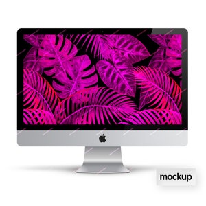 Pink Neon Tropical Plants Seamless Digital Paper Background Pattern ...