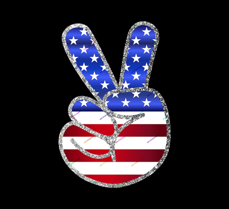 USA Patriotic Peace Sign Glitter PNG Graphic Digital - Etsy