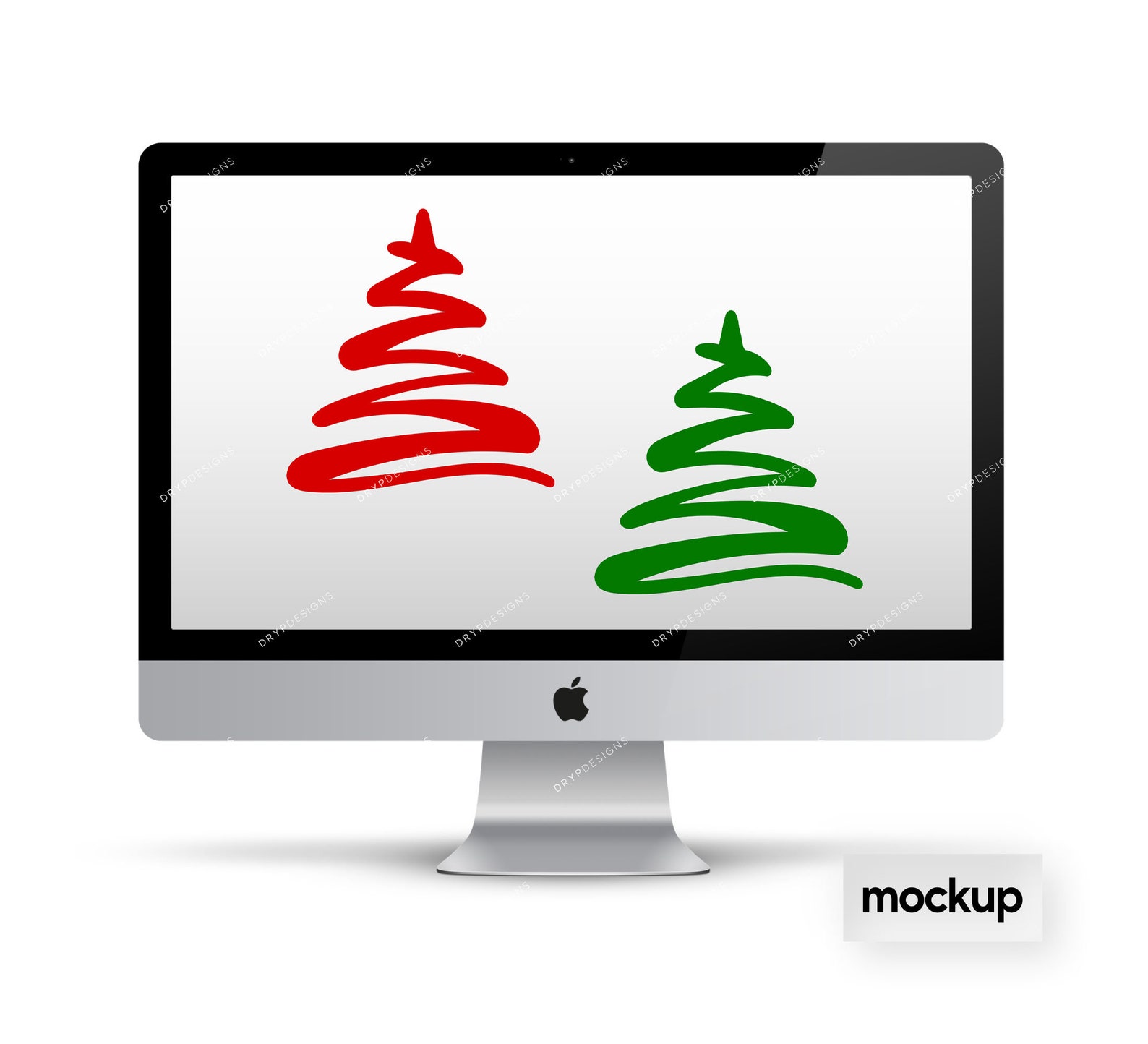Modern Christmas Tree Outline Illustration PNG + SVG Digital Download ...