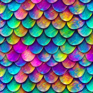 Rainbow Mermaid Scales Seamless Digital Paper Background - Vibrant ...