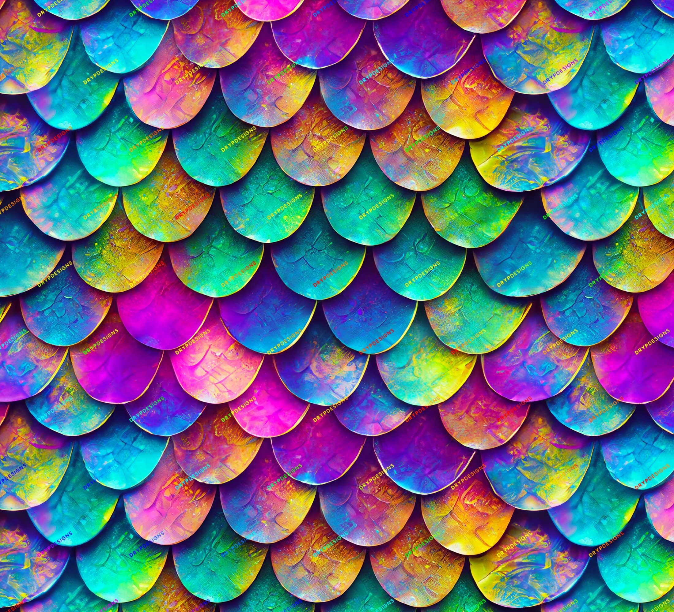 Rainbow Mermaid Scales Seamless Digital Paper Background - Vibrant ...