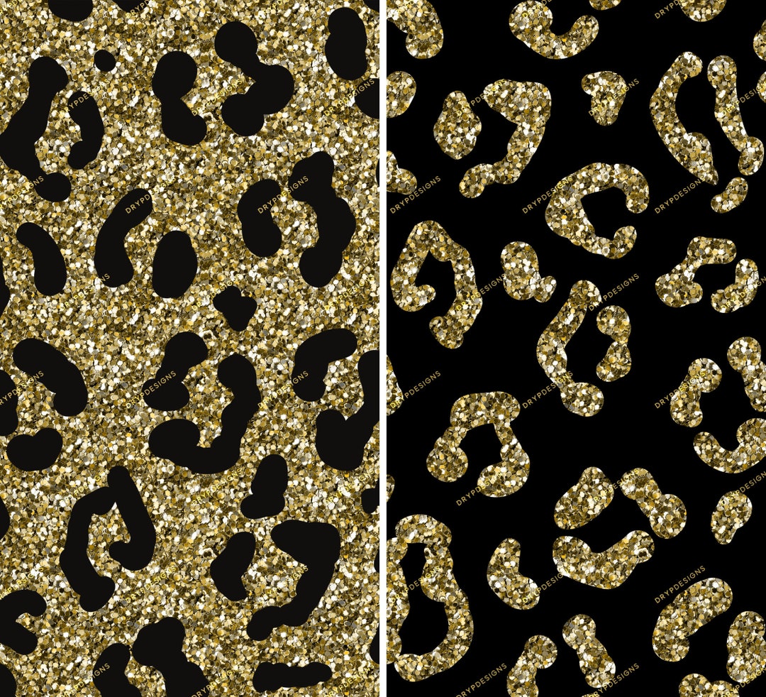 Black + Gold Glitter Seamless Leopard Print Background Pattern ...