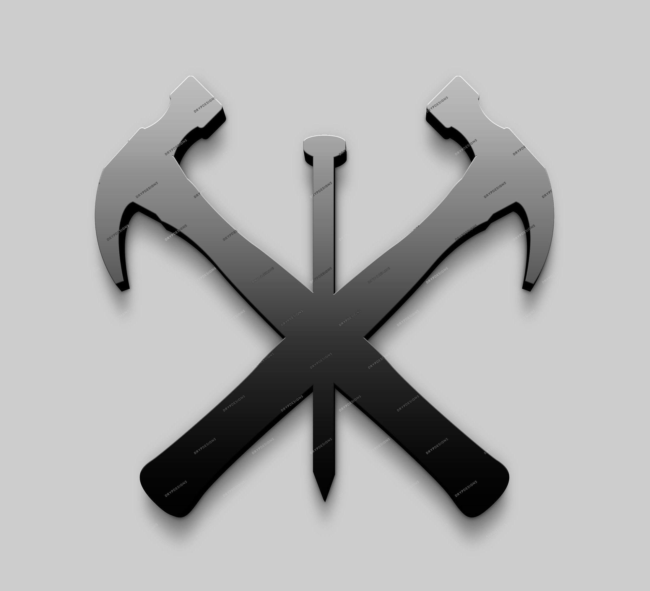 Hammer + Nail X Cross PNG Graphic - Construction Business Logo Design ...