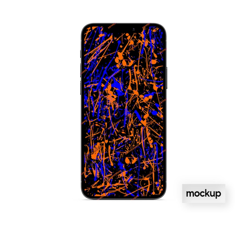 Blue + Orange Neon Paint Splatter Seamless Digital Paper Background ...