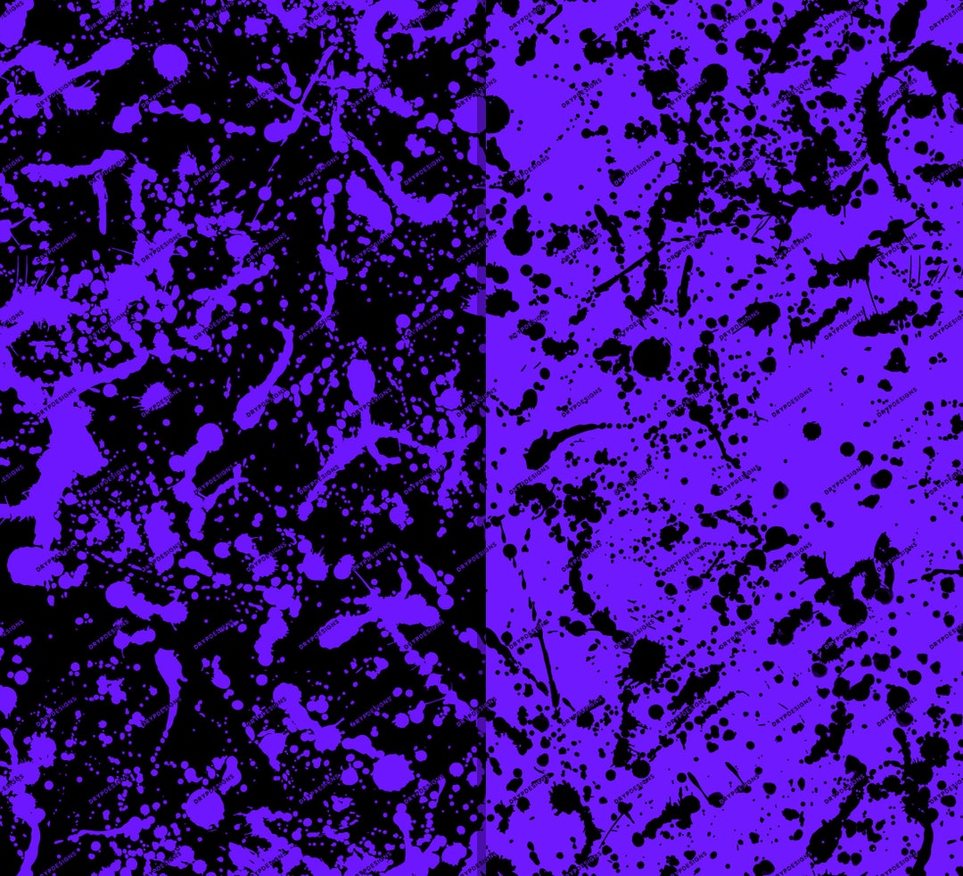 Purple Paint Splatter Seamless Digital Paper Background Texture - Black ...
