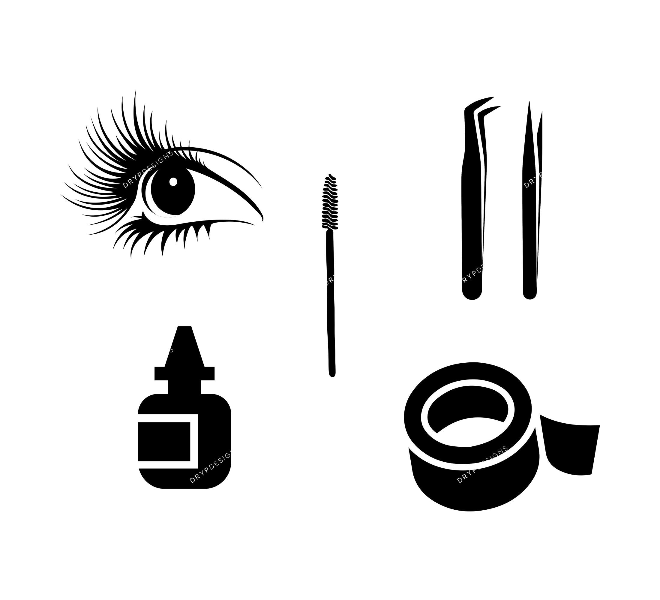 Lash Tool Icons PNG + SVG Bundle - Lash Artist Branding - Black Lash ...