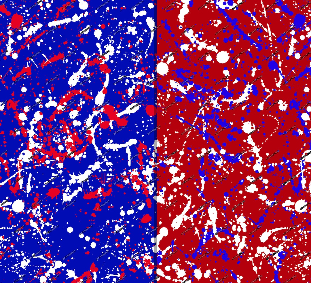 Red + White + Blue Paint Splatter Seamless Digital Paper Background ...