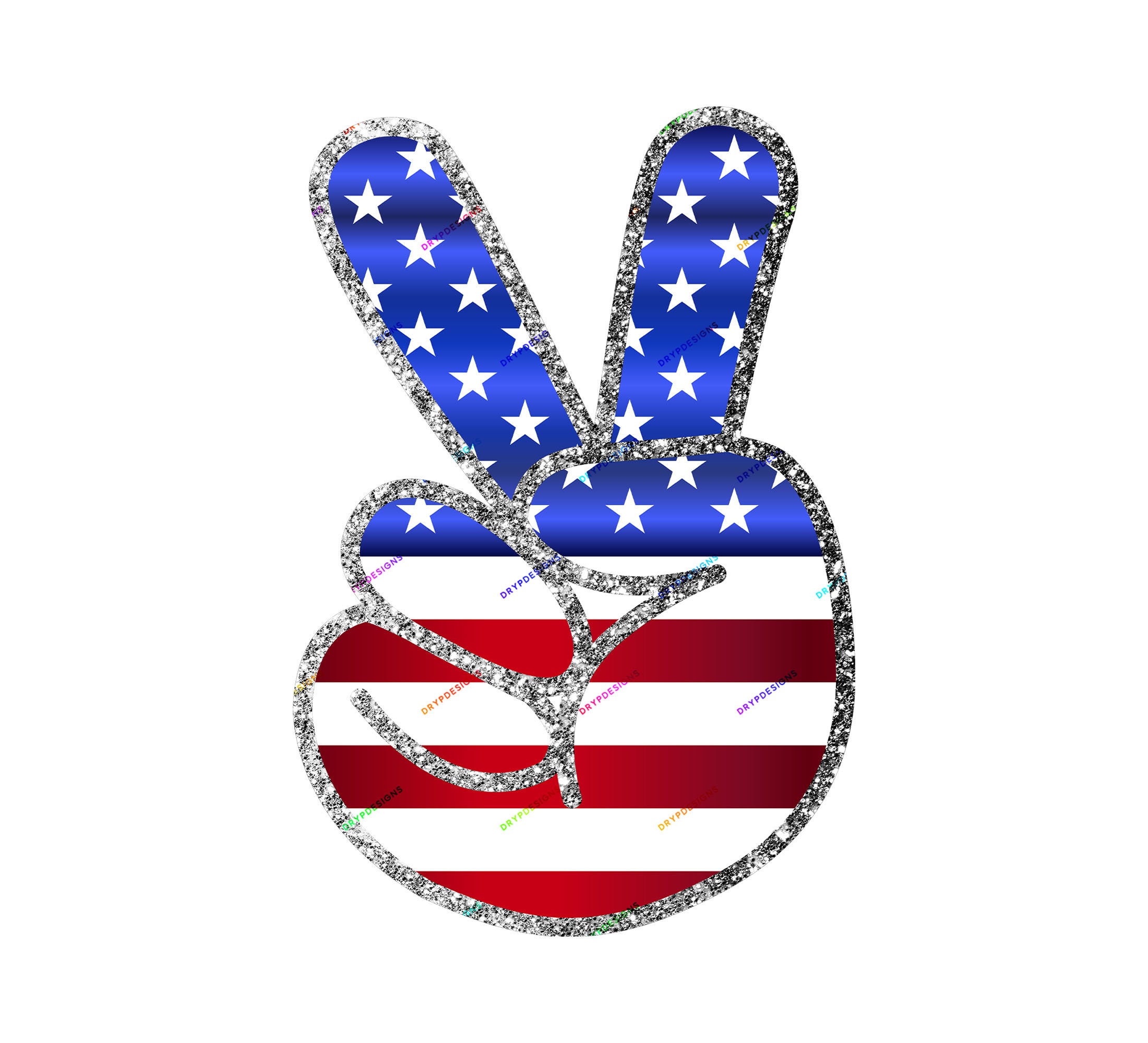 USA Patriotic Peace Sign Glitter PNG Graphic Digital - Etsy