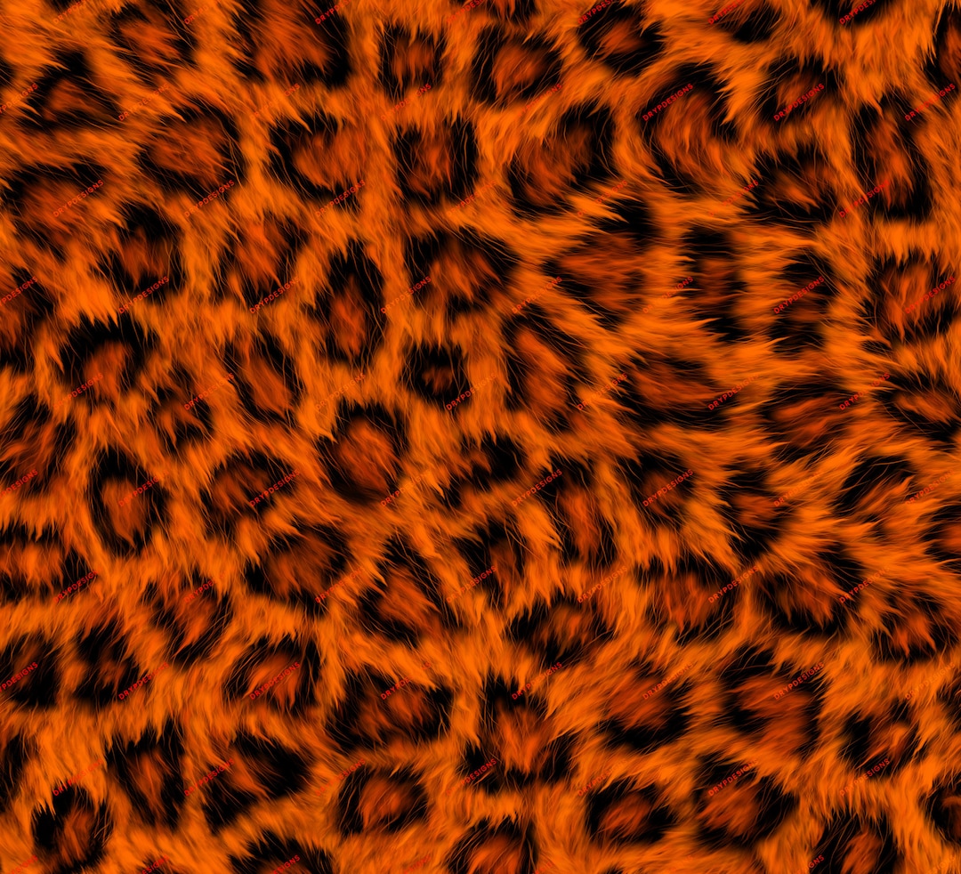 Realistic Orange Leopard Print Seamless Digital Paper Background ...
