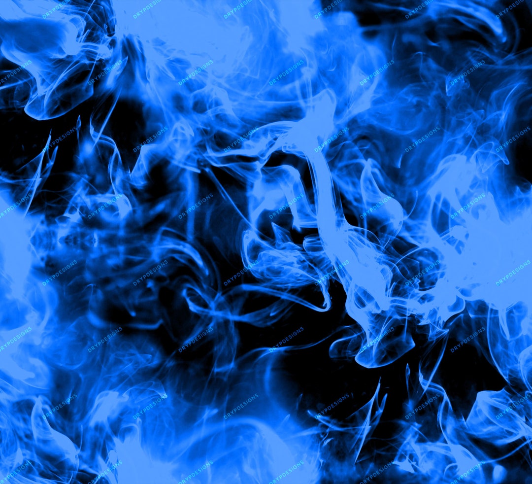 Vibrant Blue Smokey Flames Seamless Digital Paper Background Texture ...