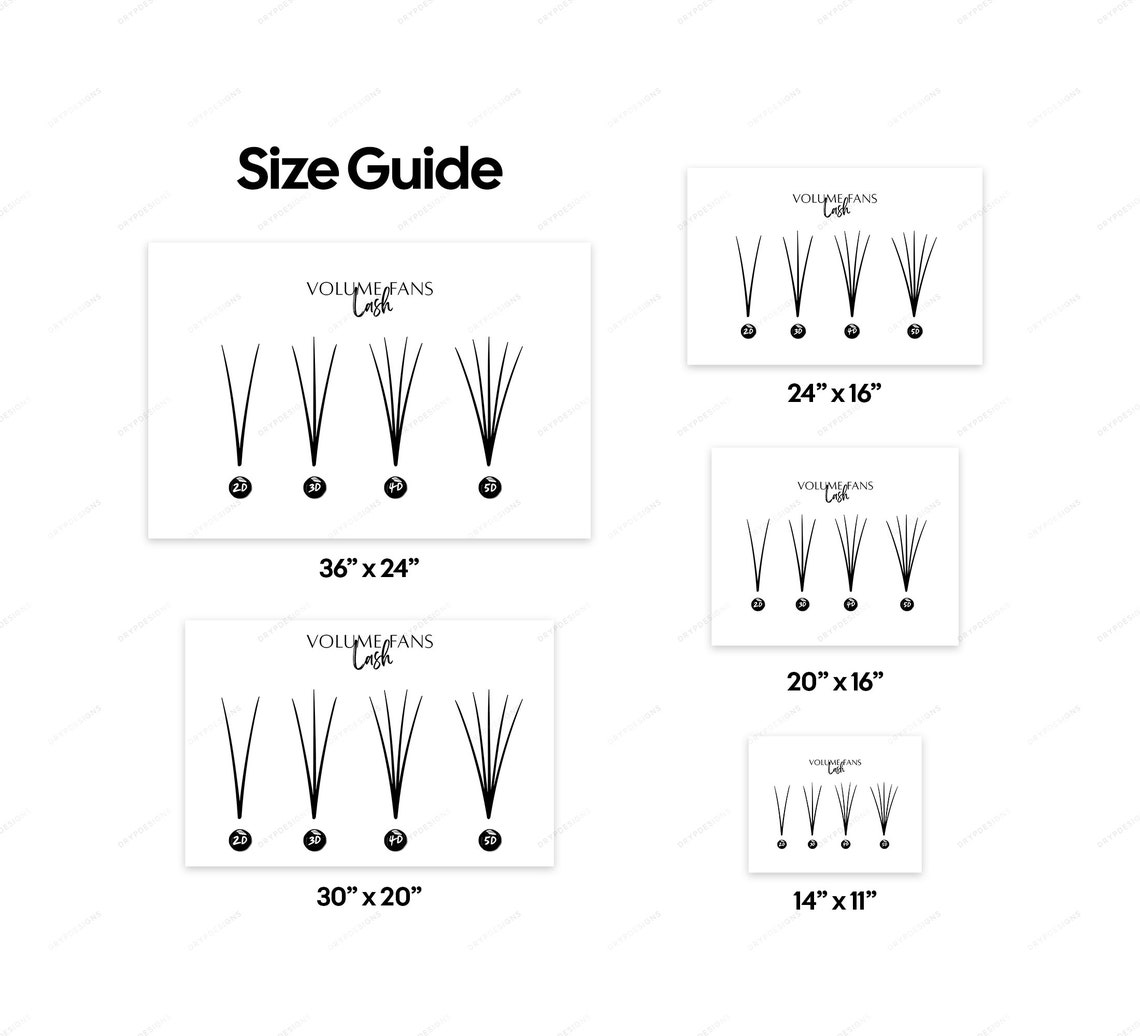 Volume Lash Fan Chart Digital Art Print Volume Lash Fan | Etsy
