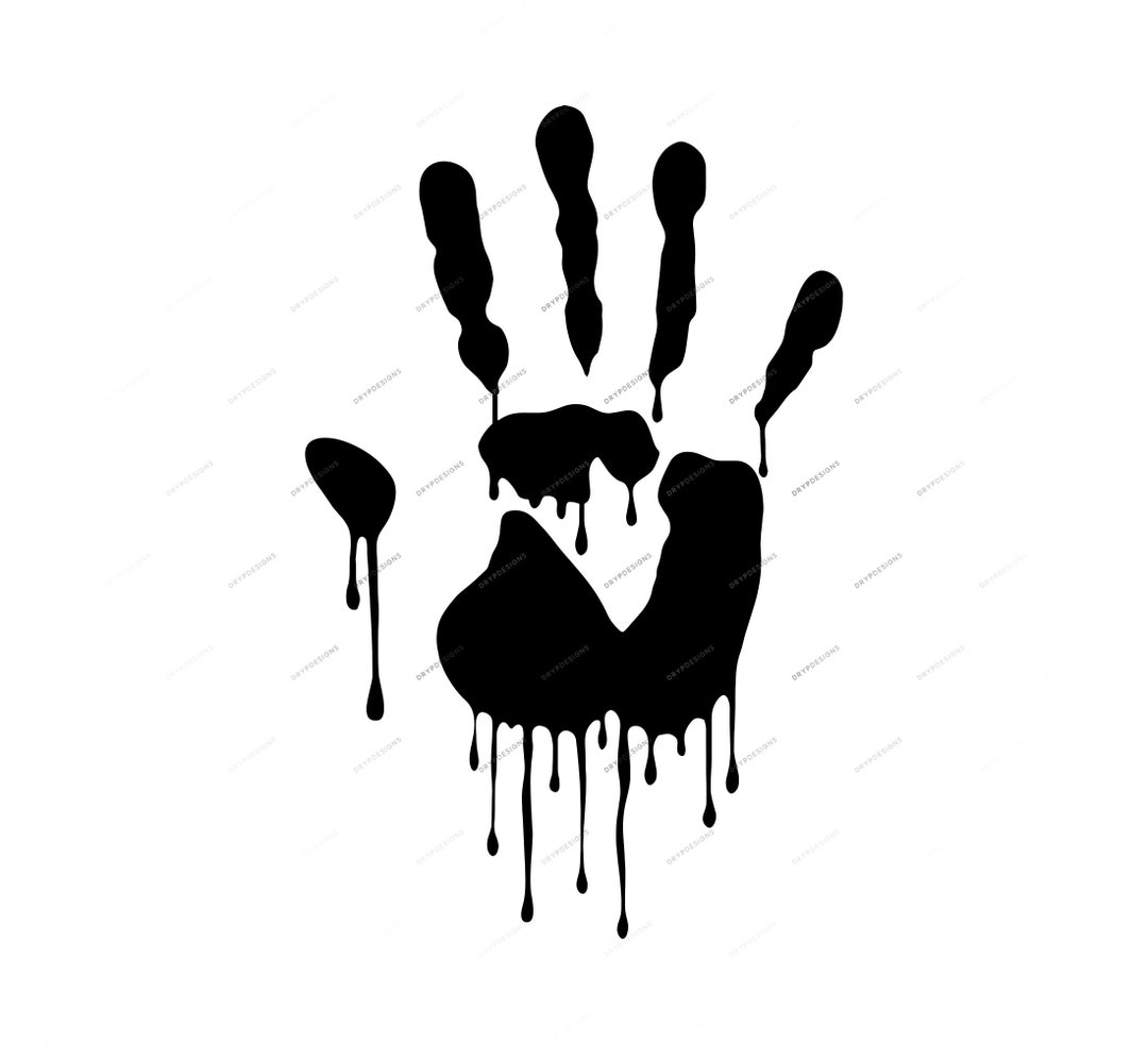 Dripping Handprint SVG + PNG Clipart Graphic - Handprint Sign Vector ...