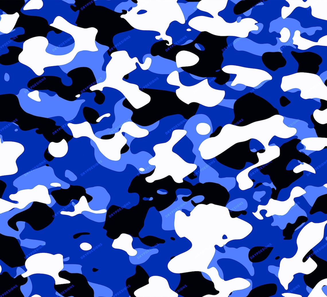 Blue Camouflage Seamless Digital Paper Background Pattern - Vibrant ...