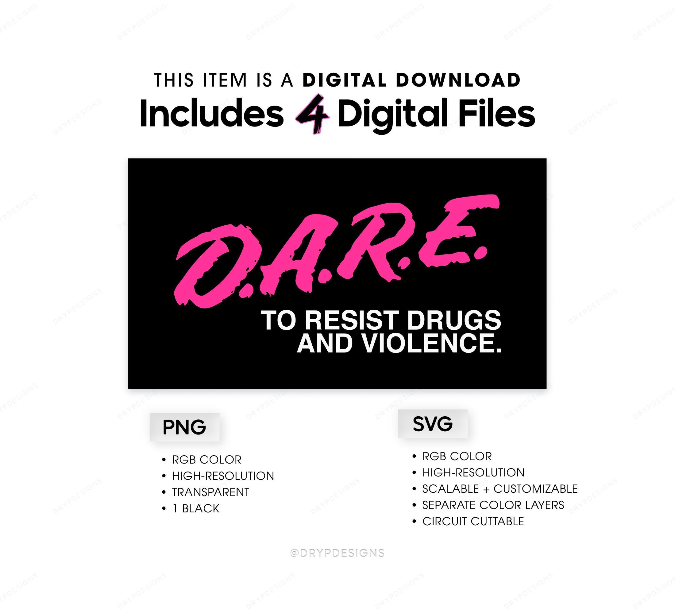 DARE Resist Drugs & Violence Pink SVG + PNG Graphic - D.A.R.E Program ...