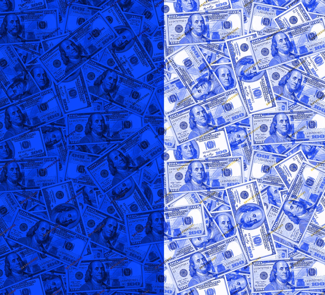 Blue 100 Dollar Bills Cash Money Seamless Digital Paper Background ...