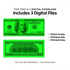 Lime Green 100 Dollar Bill Money PNG Graphic - US One Hundred Dollar ...