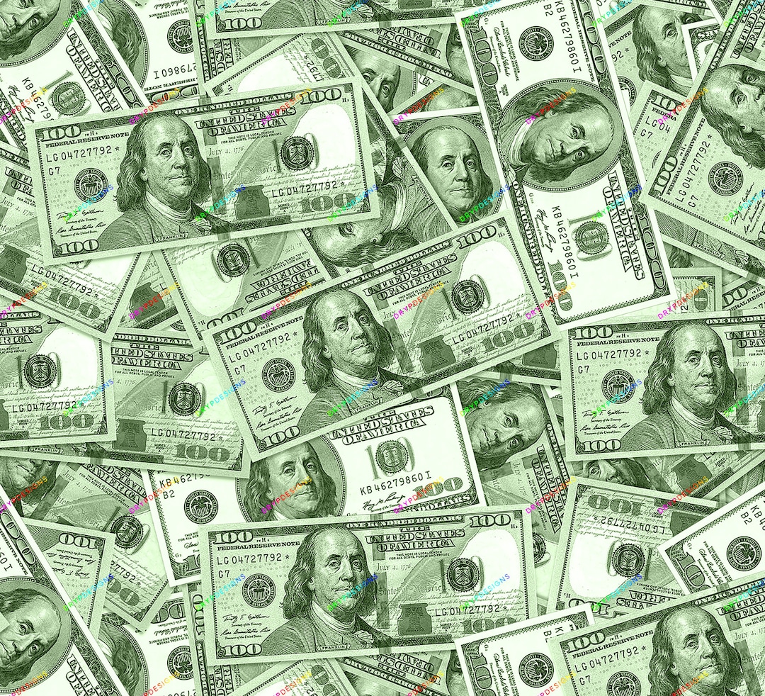 Mint Green Money Digital Paper Seamless Background - 100 Dollar Bills ...