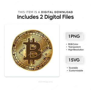 Digital Bitcoin SVG + PNG Graphic - Cryptocurrency Design - Instant ...