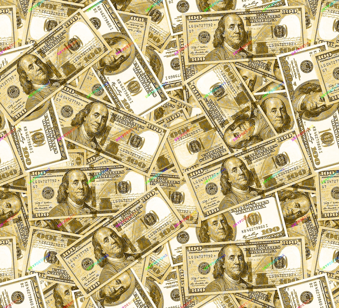 Gold Money Digital Background - 100 Dollar Bills Seamless Digital Paper ...
