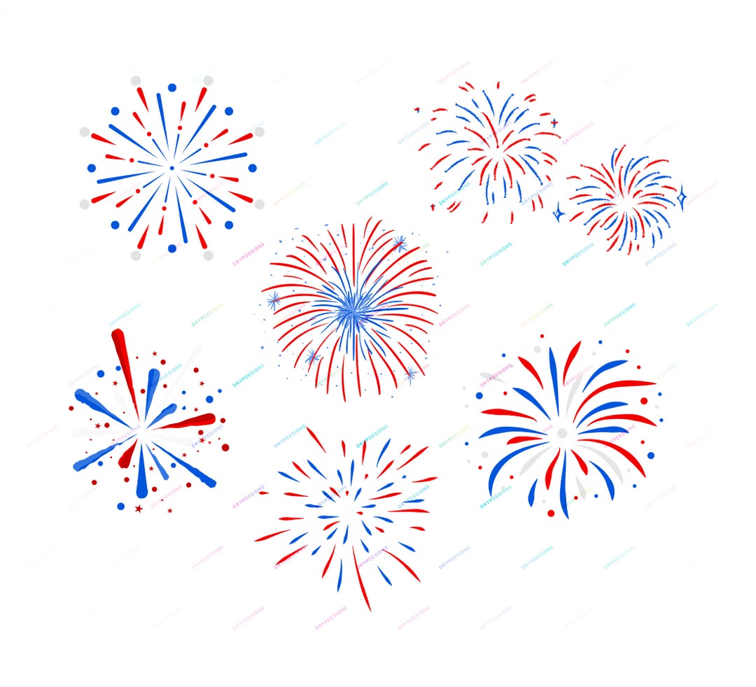 Fireworks SVG PNG Clipart Bundle Red White Blue USA Patriotic Fourth of ...