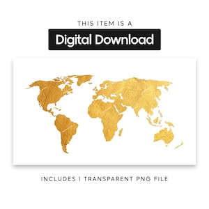 Gold World Map PNG Graphic - Gold Textured Map of World Transparent PNG ...