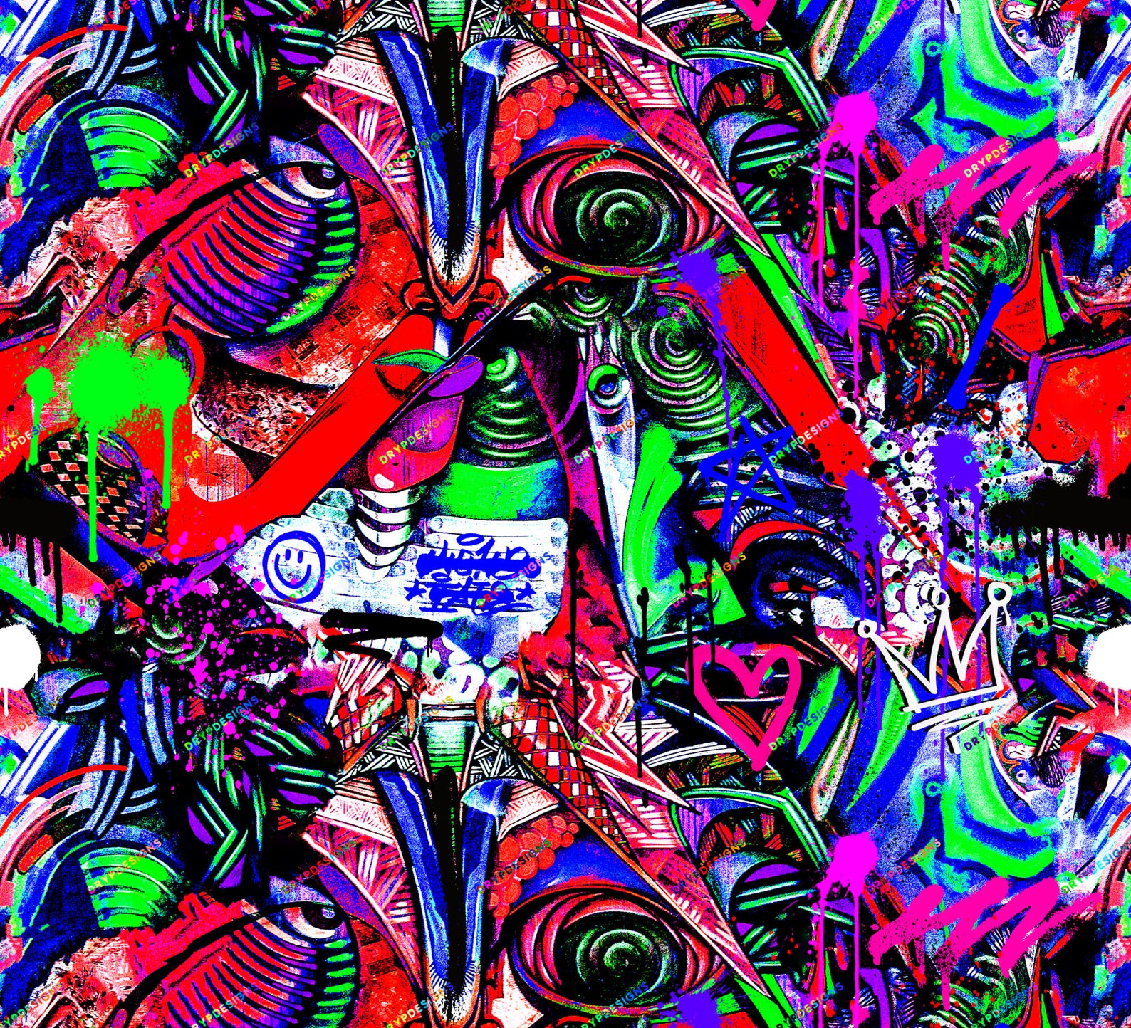 Neon Graffiti Seamless Digital Paper Background Neon Paint - Etsy