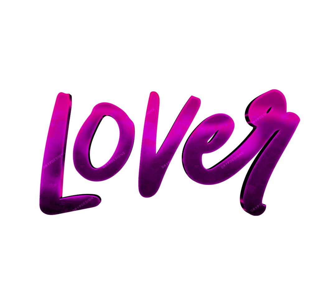 Pink Lover PNG Words - Valentine's Day Handwritten Words Pink Metal 3D ...