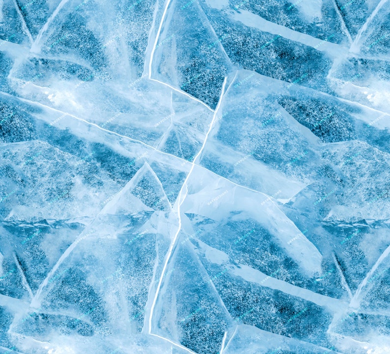 Cracked Blue Ice Seamless Background Texture - Frosty Ice on Lake ...