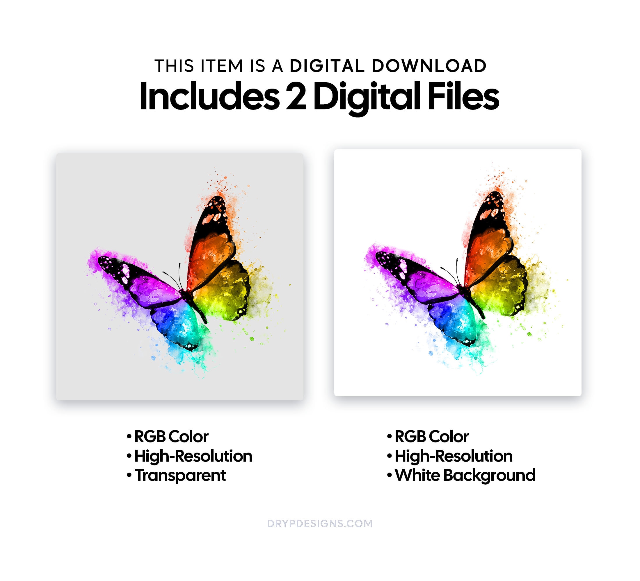 Rainbow Watercolor Butterfly PNG Graphic Digital Download - Etsy
