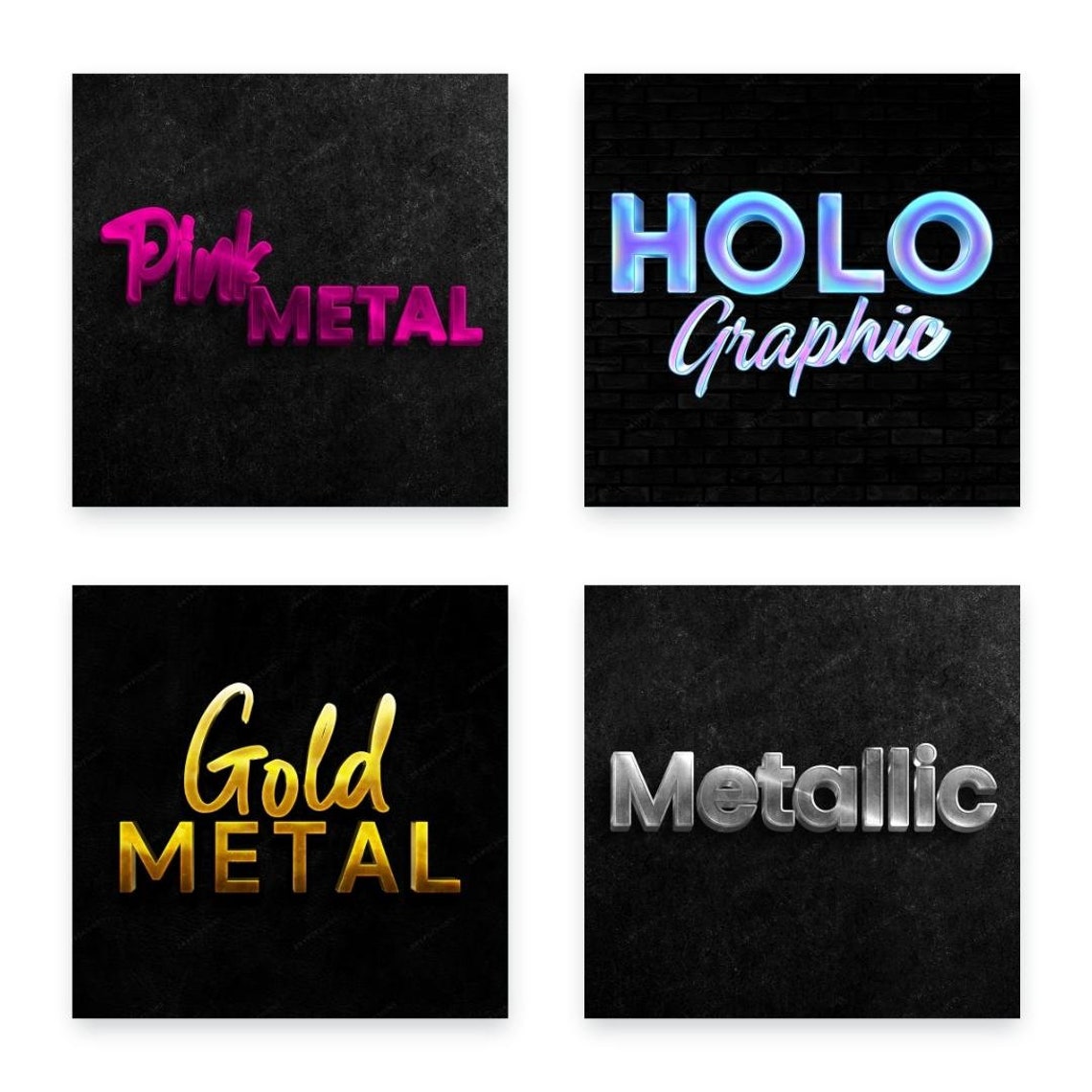 Custom 3D Text Effect - Holographic Text - Digital Graphic - Rose Gold ...
