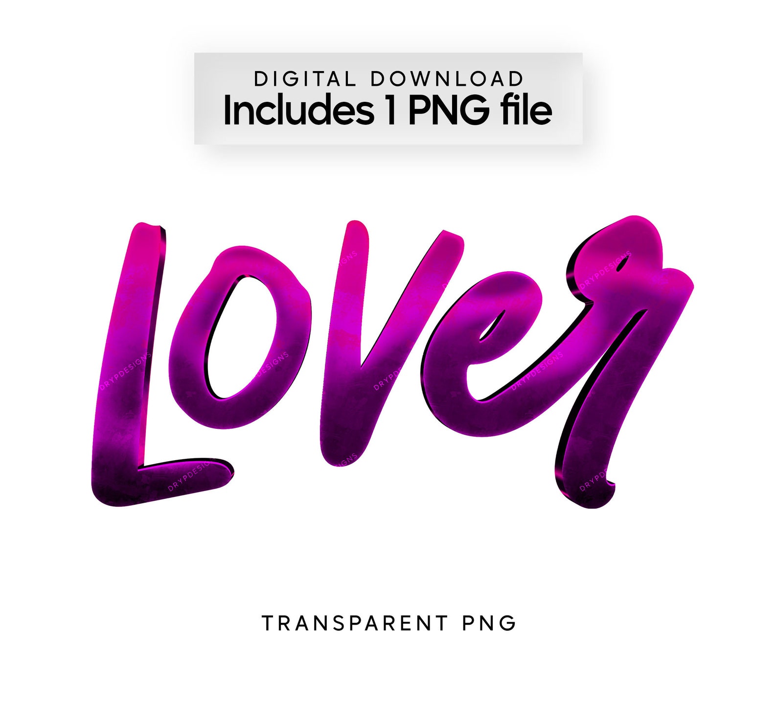 Pink Lover PNG Words Valentine's Day Handwritten Words - Etsy