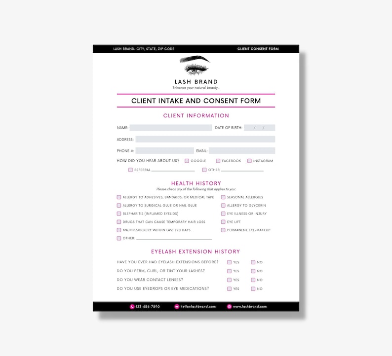 Lash Salon Client Consent Form Liability Waiver Lash Salons - Etsy