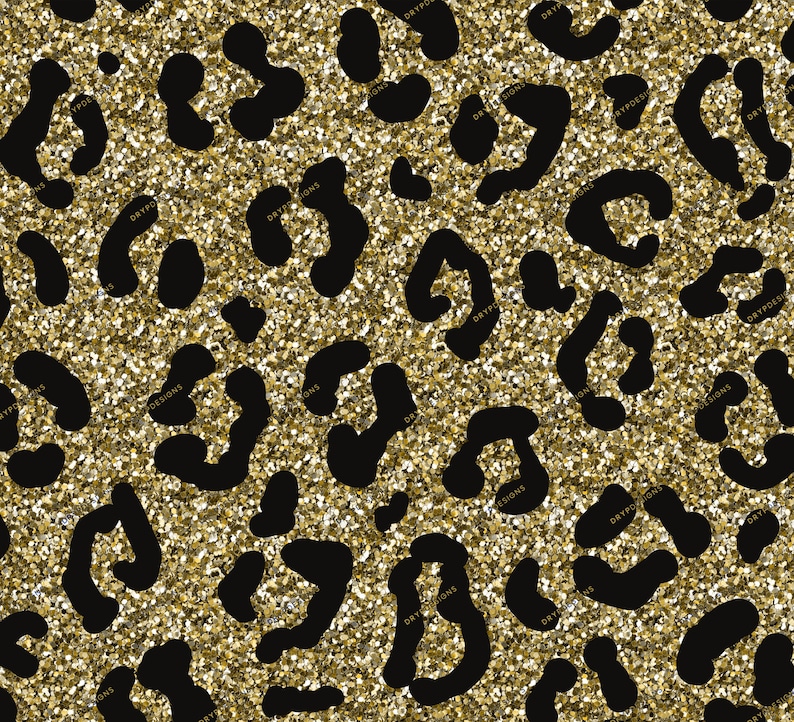 Black Gold Glitter Seamless Leopard Print Background Pattern - Etsy