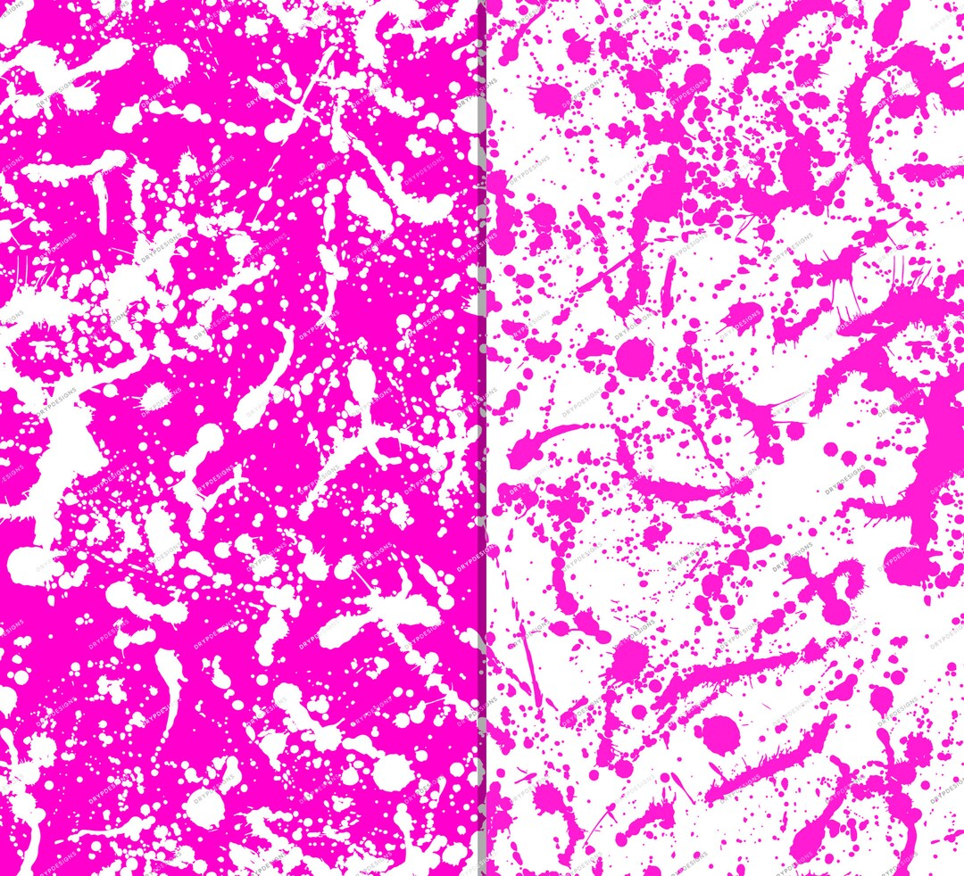 Pink + White Paint Splatter Seamless Digital Paper Background - Paint ...