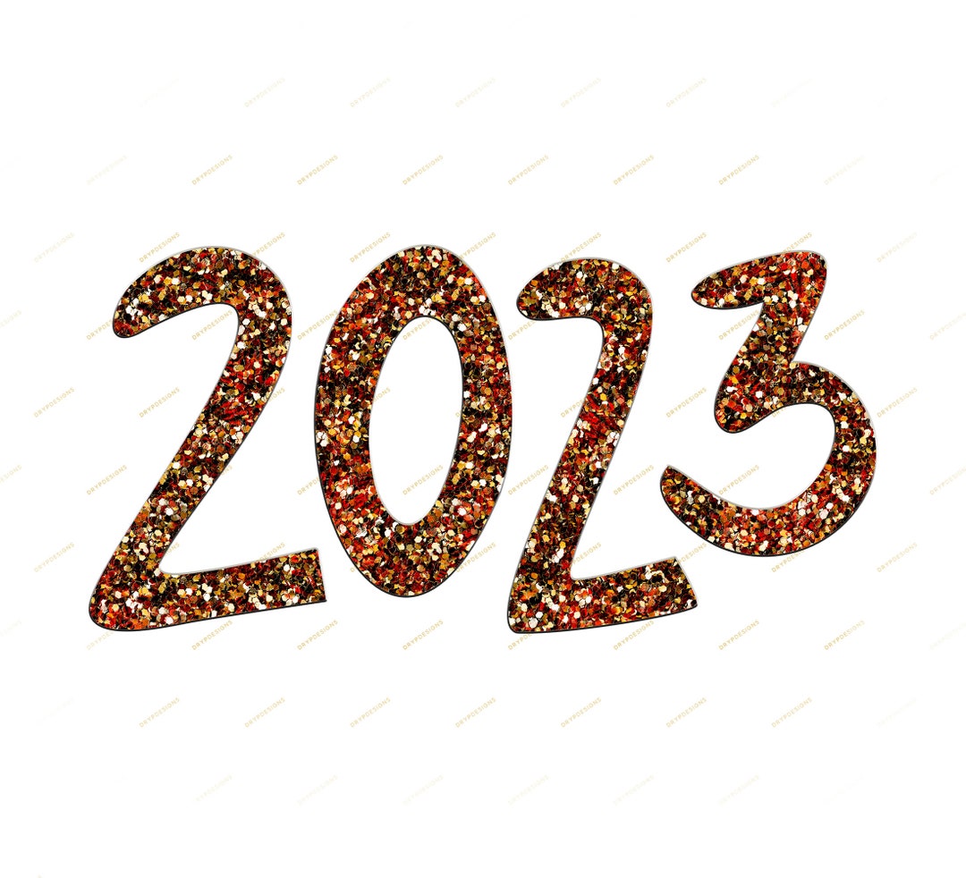 2023 Glitter Text PNG + SVG Graphic - Maroon + Gold Glitter Handwritten ...