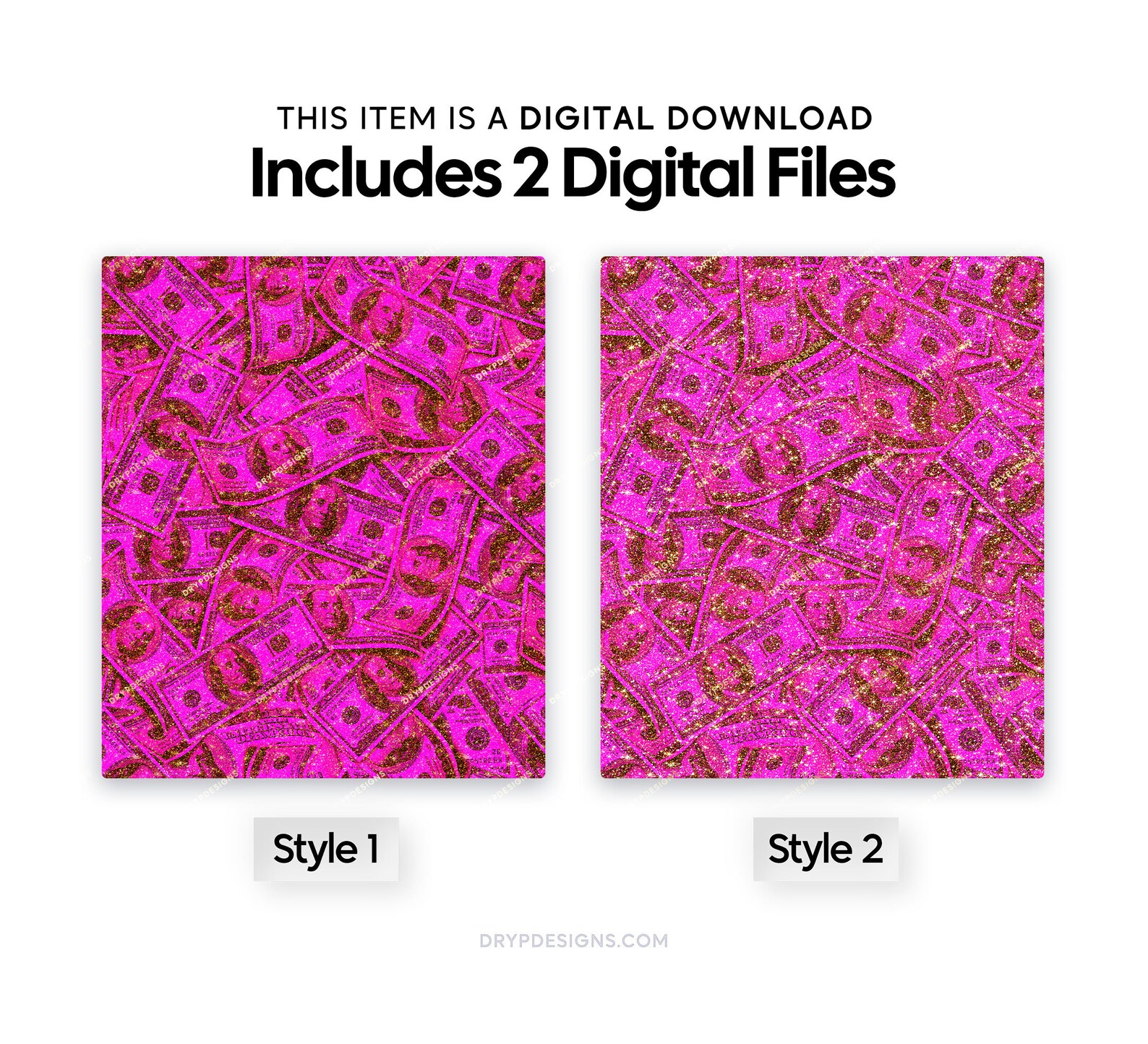 Pink Gold Glitter Money Seamless Background Raining Pink - Etsy