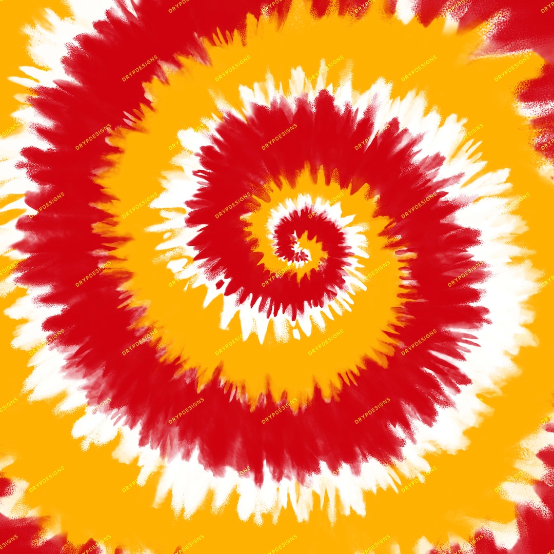 Red + White + Golden Yellow Tiedye Swirl Digital Paper Background ...